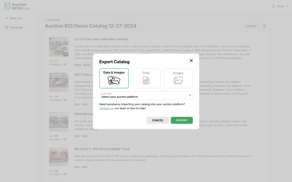 Importing AuctionWriter Data into Auction Flex 360 - AuctionWriter