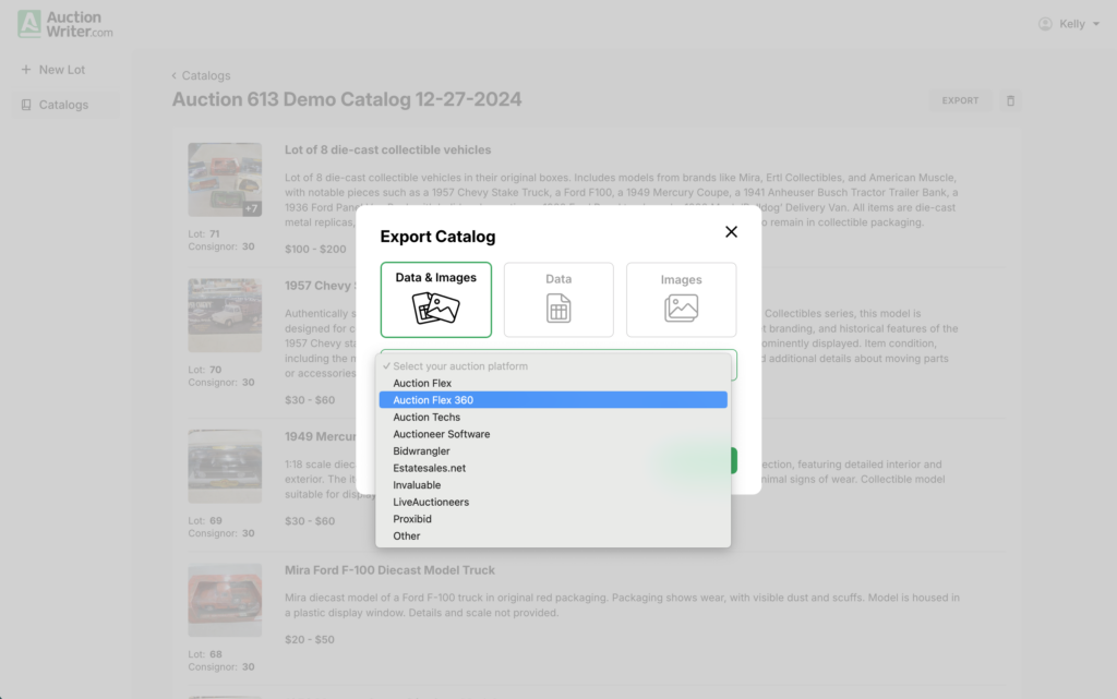 Importing AuctionWriter Data into Auction Flex 360 - AuctionWriter